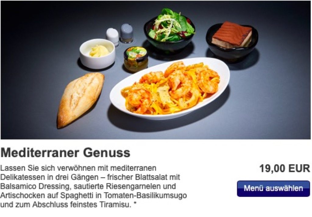 Lufthansa Menü á la Carte | Premium Menüs in der Economy Class ...
