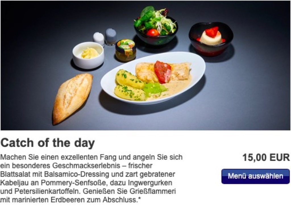 Lufthansa Menü á la Carte | Premium Menüs in der Economy Class ...