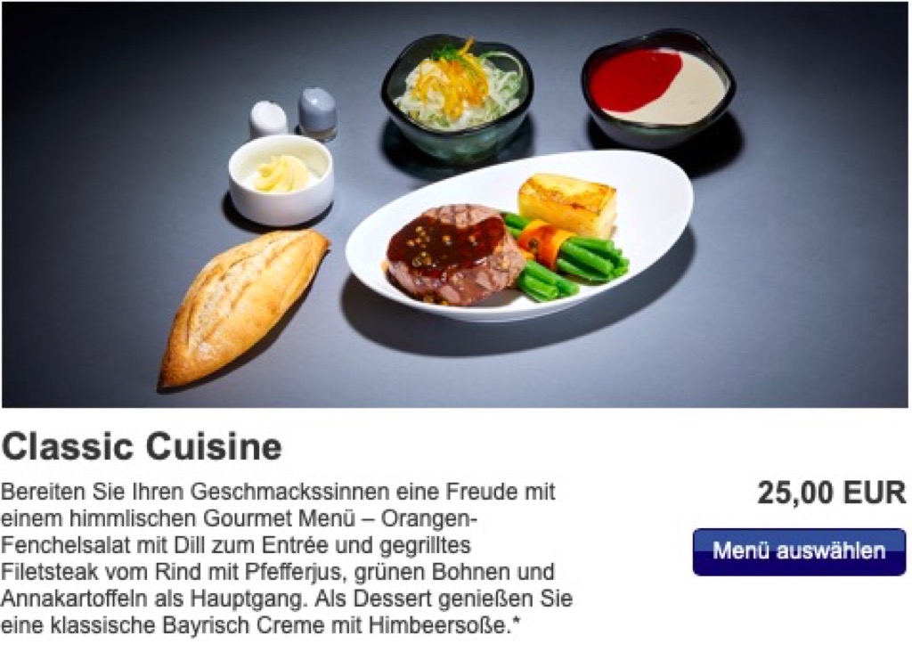 Lufthansa Menü á la Carte | Premium Menüs in der Economy Class ...